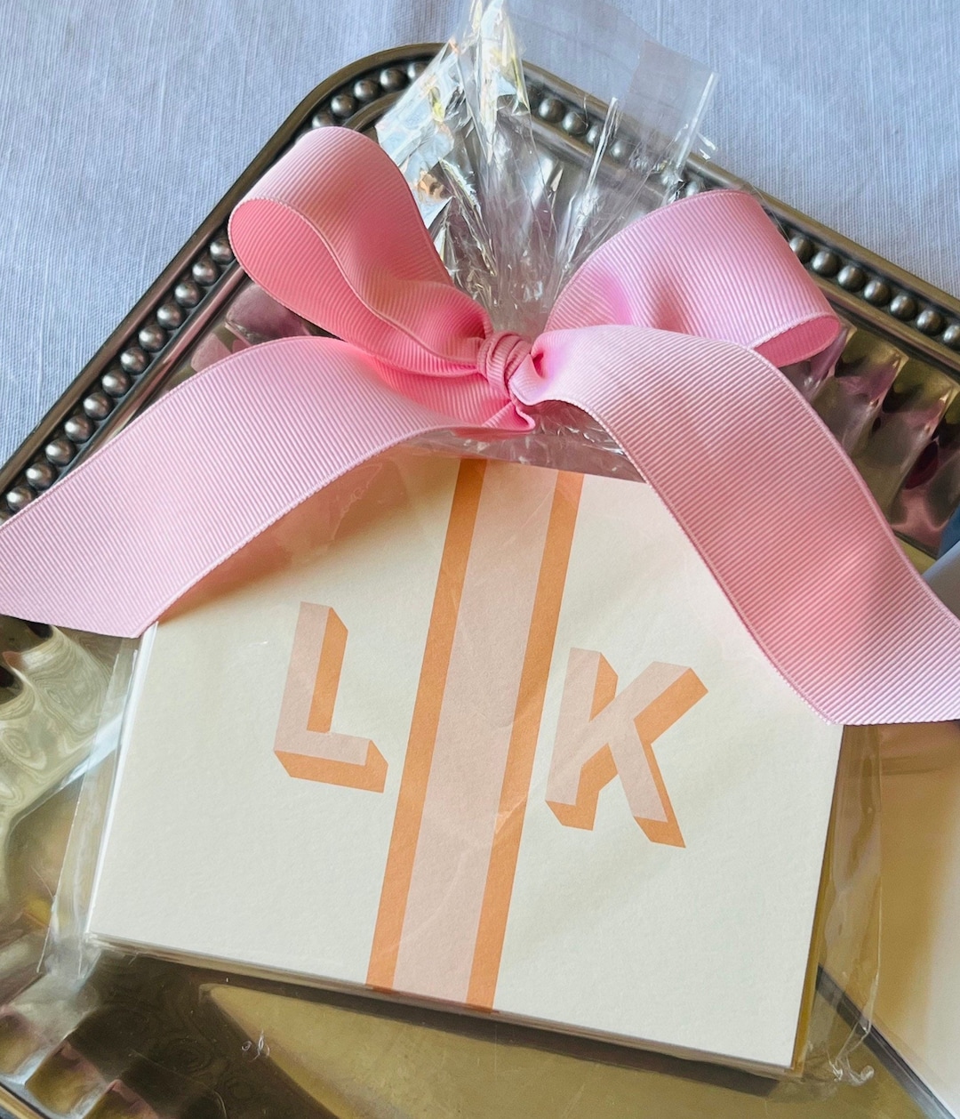 Monogrammed Notecard Set Thank You Folded Notecard Custom Wedding ...