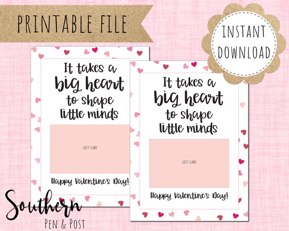 Printable Gift Card Holder Teacher Appreciation Gift It | Etsy