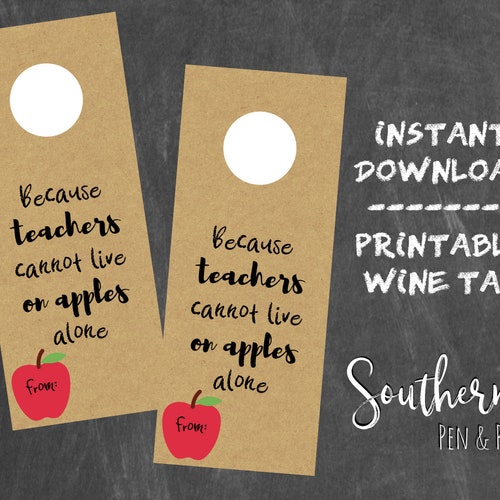 Teacher Wine Tag Wine Teacher Appreciation Gift Tag Wine Label - Etsy