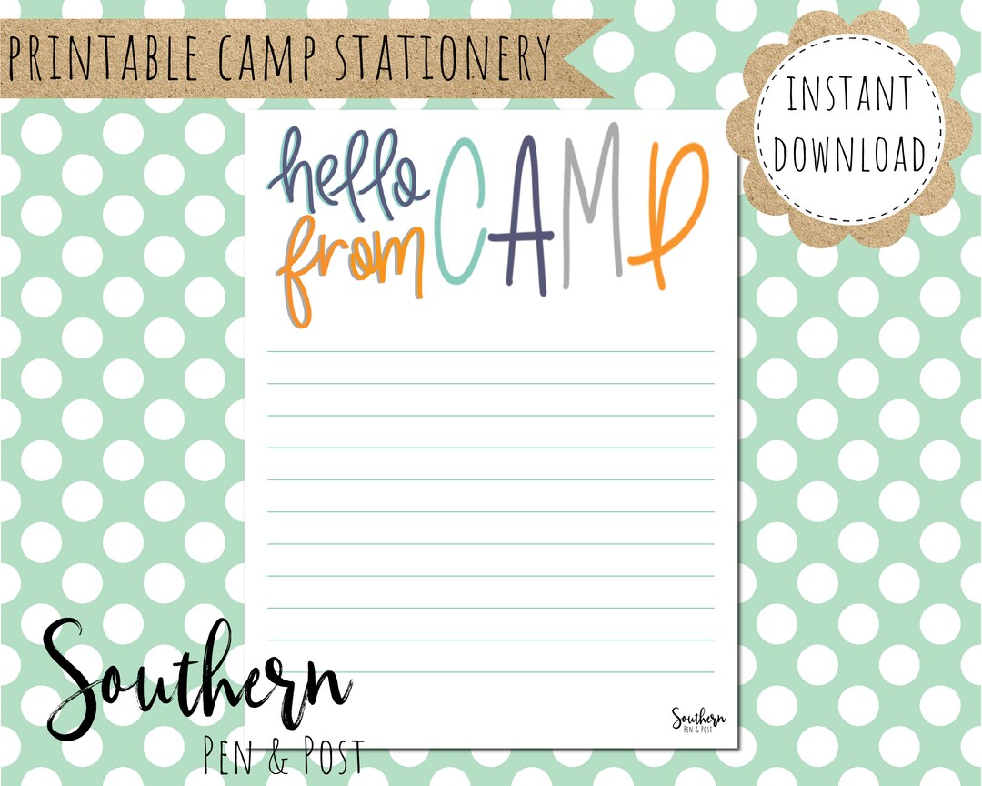 Printable Summer Camp Stationery, Hello From Camp, Letters From Camp ...