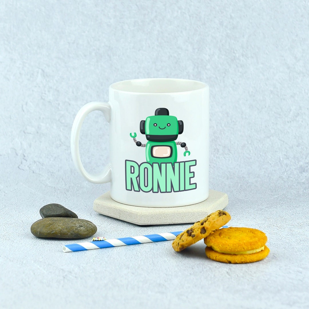 Cute Personalised Boys Robot Drinking Mug Kids Mugs - Etsy UK
