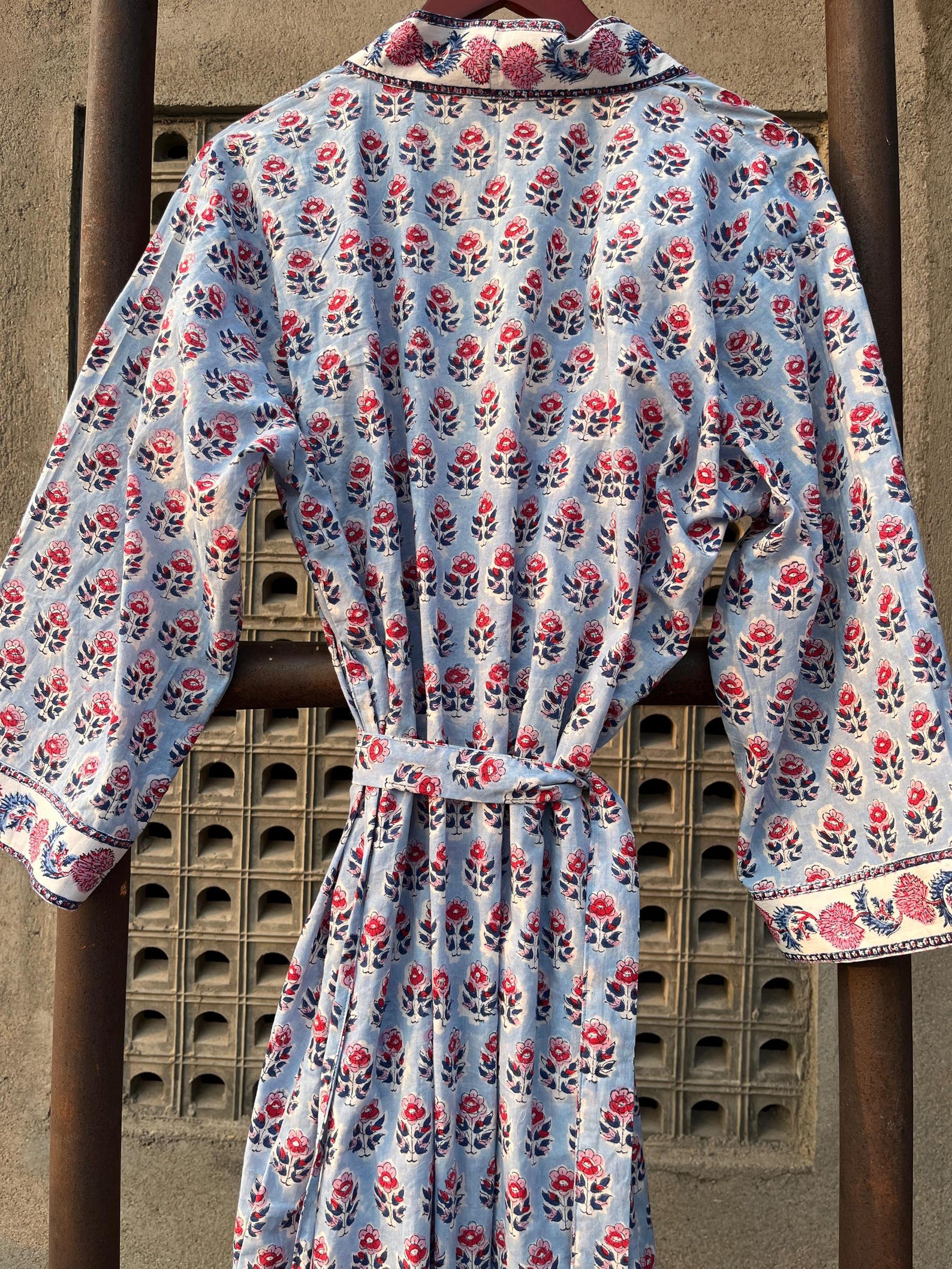 Floral Buti Print Cotton Kimono Robe: Hand Block Print Dressing Gown - Etsy