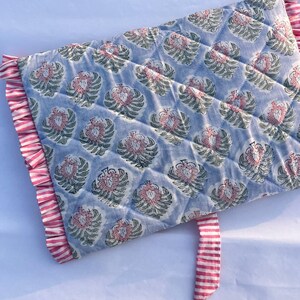 Hand Block Printed Laptop Sleeve: Blue Floral Quilted Cotton MacBook ...