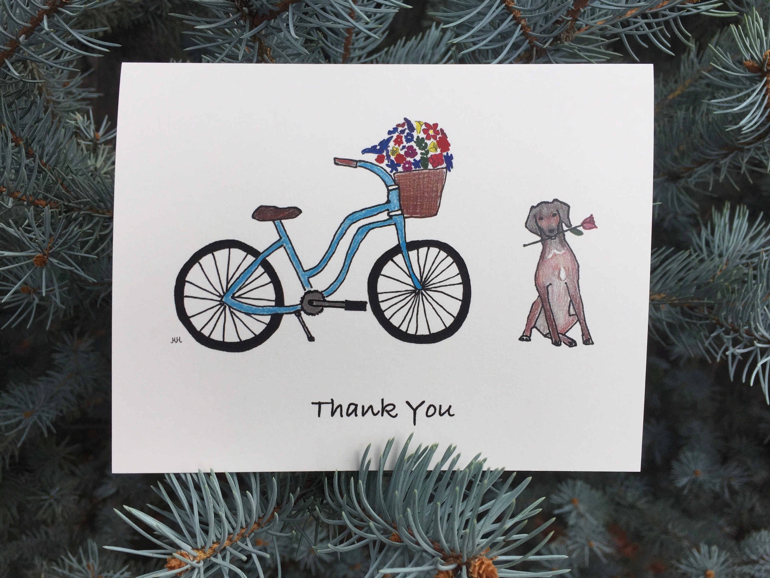 Bicycle Thank You Card (8 Pack) - Etsy