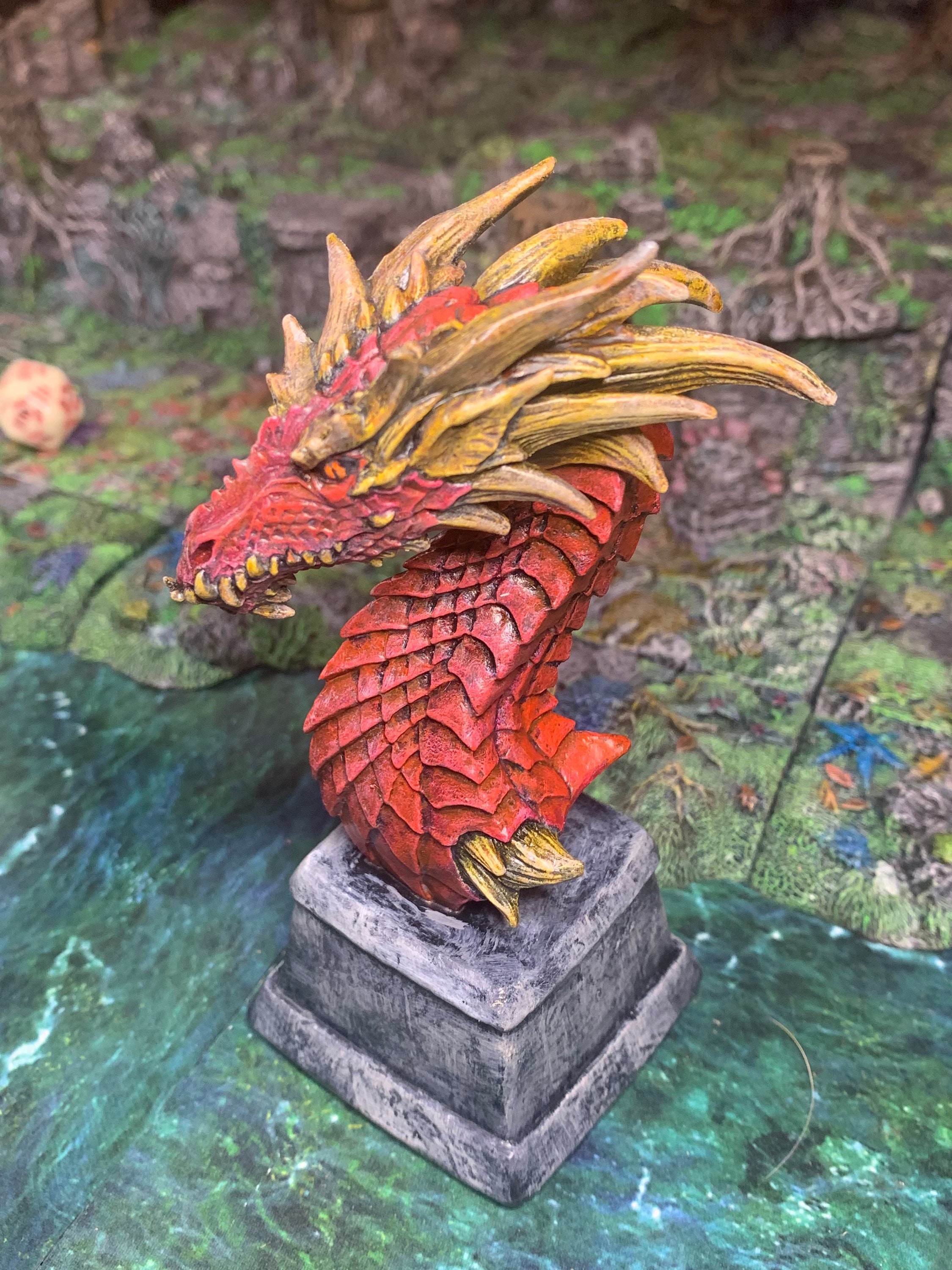 Red Dragon Bust Custom Painted. Model by Reaper Bones 5 - Etsy