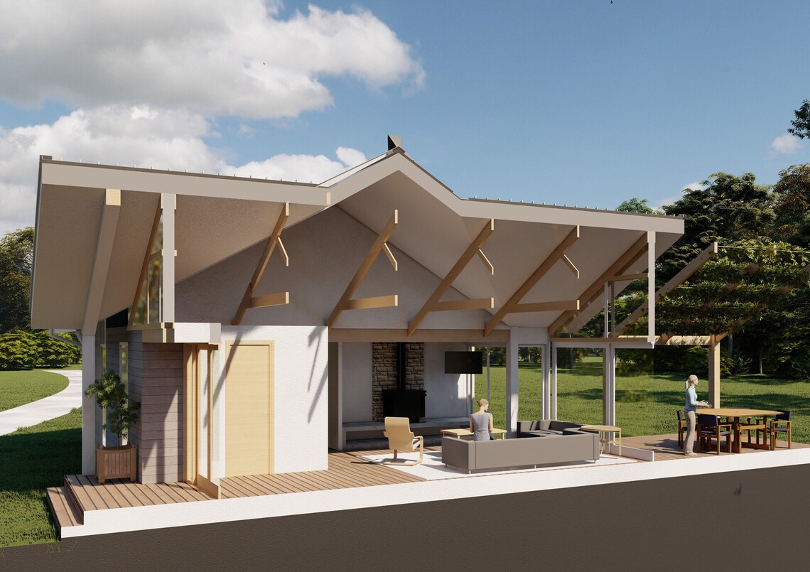 Modern Country House Plans, 3-bedroom House Plan, Single Story House ...