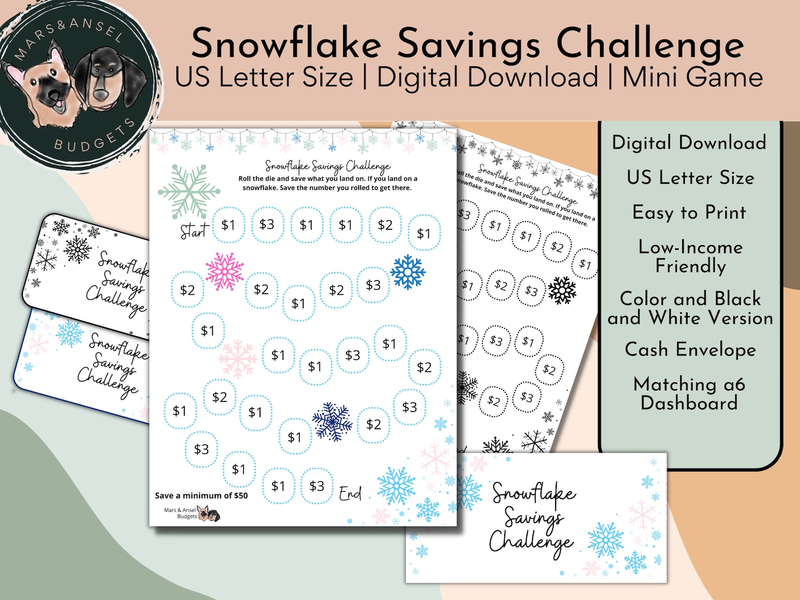 Snowflake Mini Savings Challenge Game - Etsy