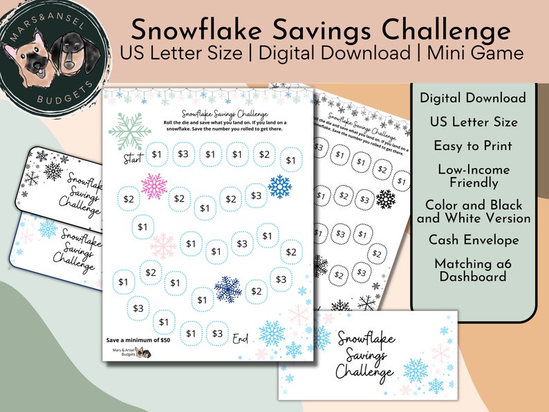 Snowflake Mini Savings Challenge Game - Etsy