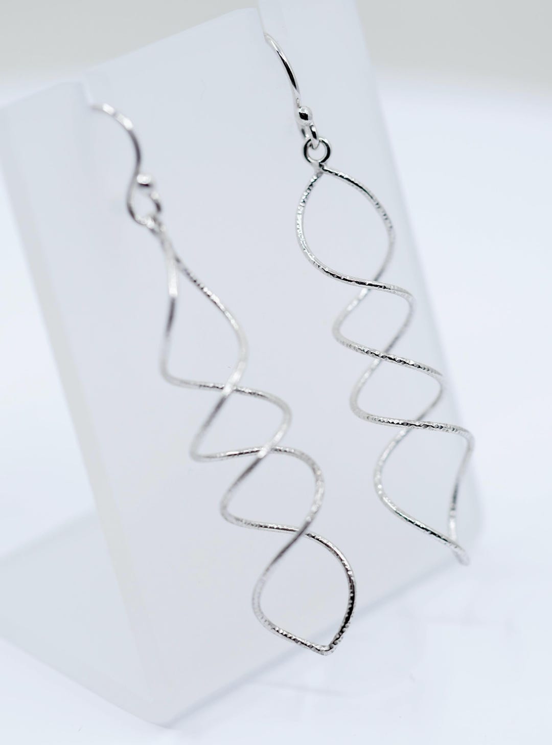 Silver Earrings Long, Twisted - Etsy