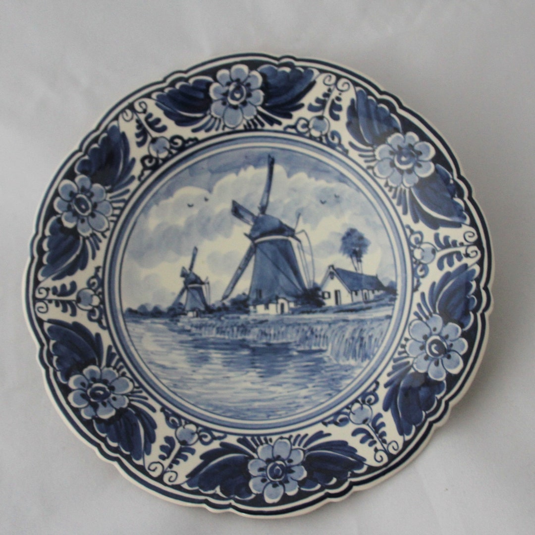 Handgemalter Wandteller Delft blau Vintage - Etsy France
