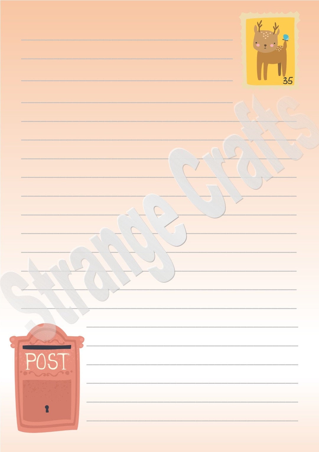 Digital/printable Snailmail Letter Writing Paper Postbox & Stamp - Etsy