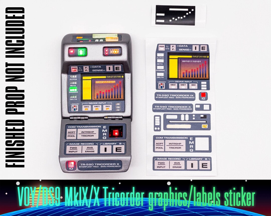 Trek TNG Prop Tricorder Mark IX/X Labels Grafik Sticker Set Für ...