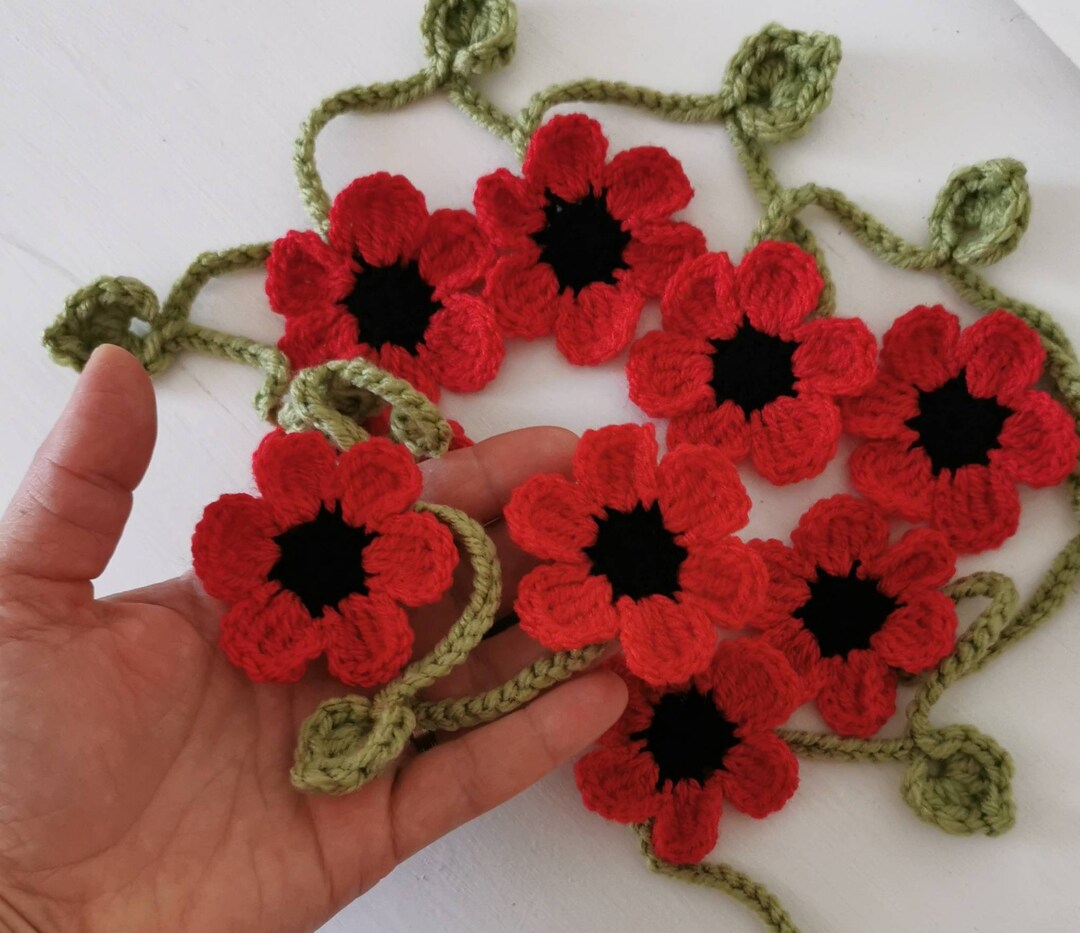 Hand Crochet Poppy Bunting, Summer Garland, Poppy Home Decorations ...