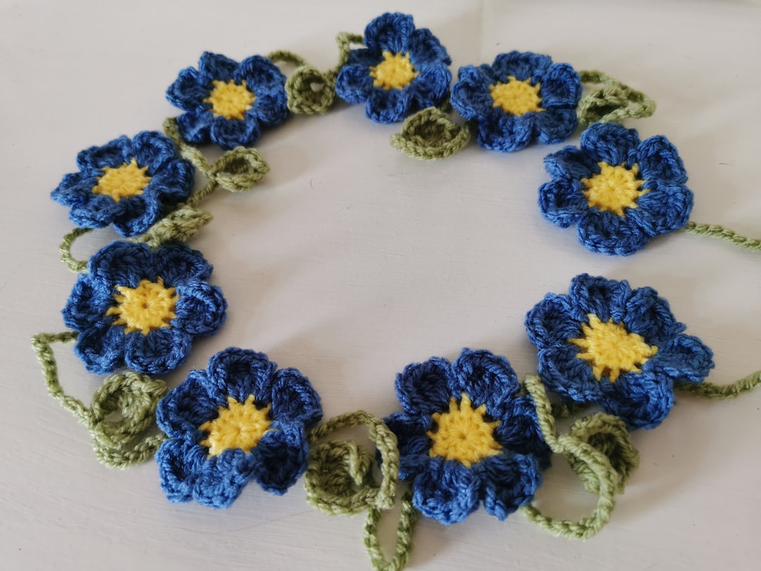 Hand Crochet Forget-me-nots Bunting/garland, Blue Flowers Home ...