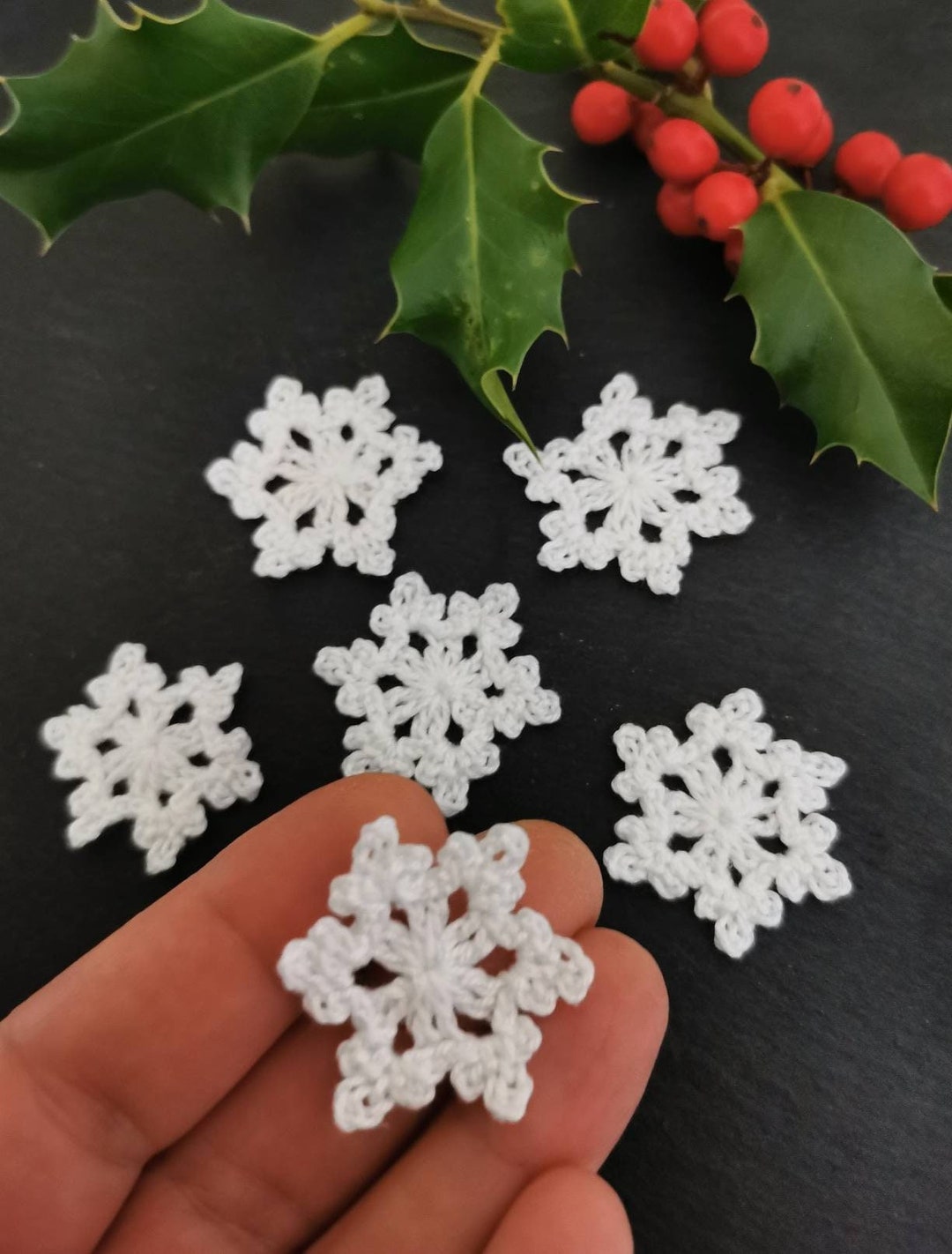 Crochet Tiny Snowflakes Applique, Handmade Mercerized Cotton ...