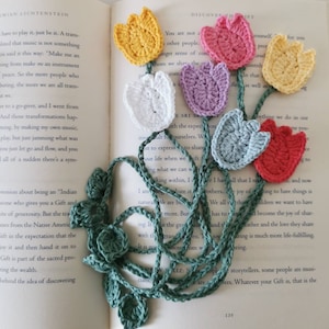 Handmade Floral Bookmark, Crochet Tulip Bookmark, Hand Crochet Floral ...