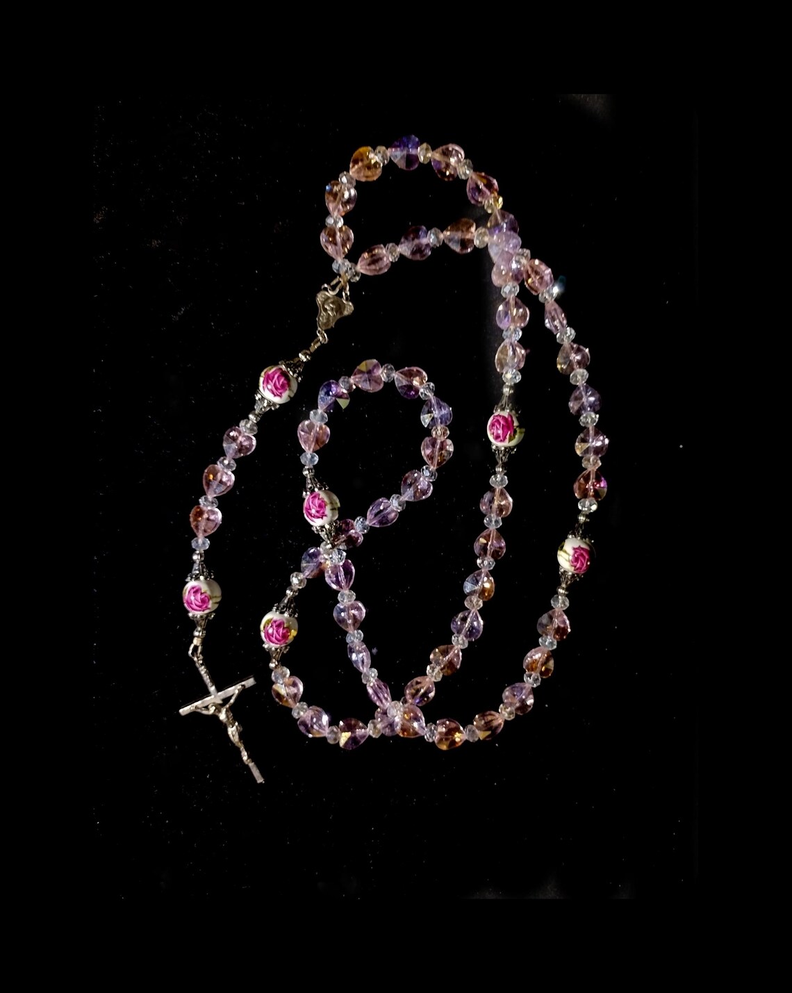 Blessed Virgin Mary Hearts & Roses Rosary - Etsy