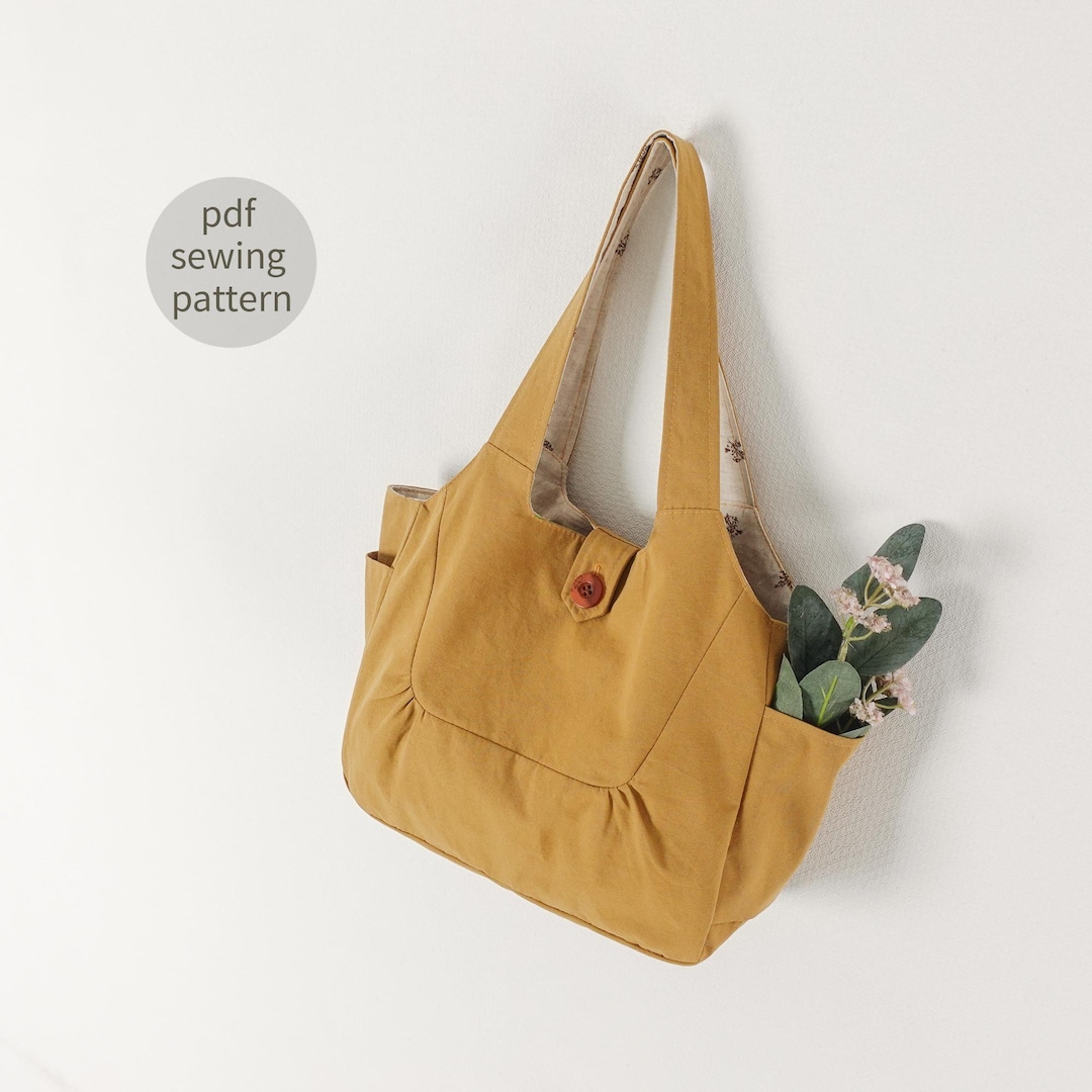 Easy Pattern | Button Tote Bag Sewing Pattern | Shirred Design | 3 ...