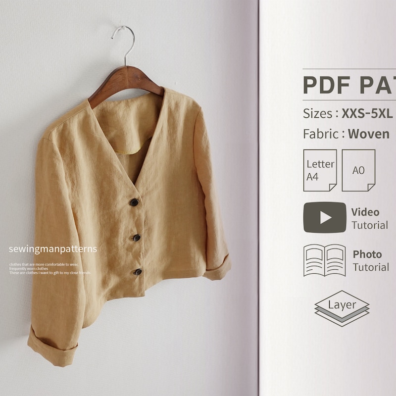 Linen Boxy Short Jacket - Etsy UK