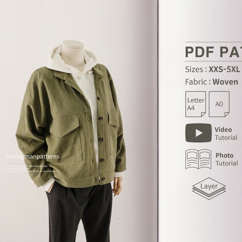 Easy Pattern Oversized Jacket PDF Sewing Pattern for Women - Etsy
