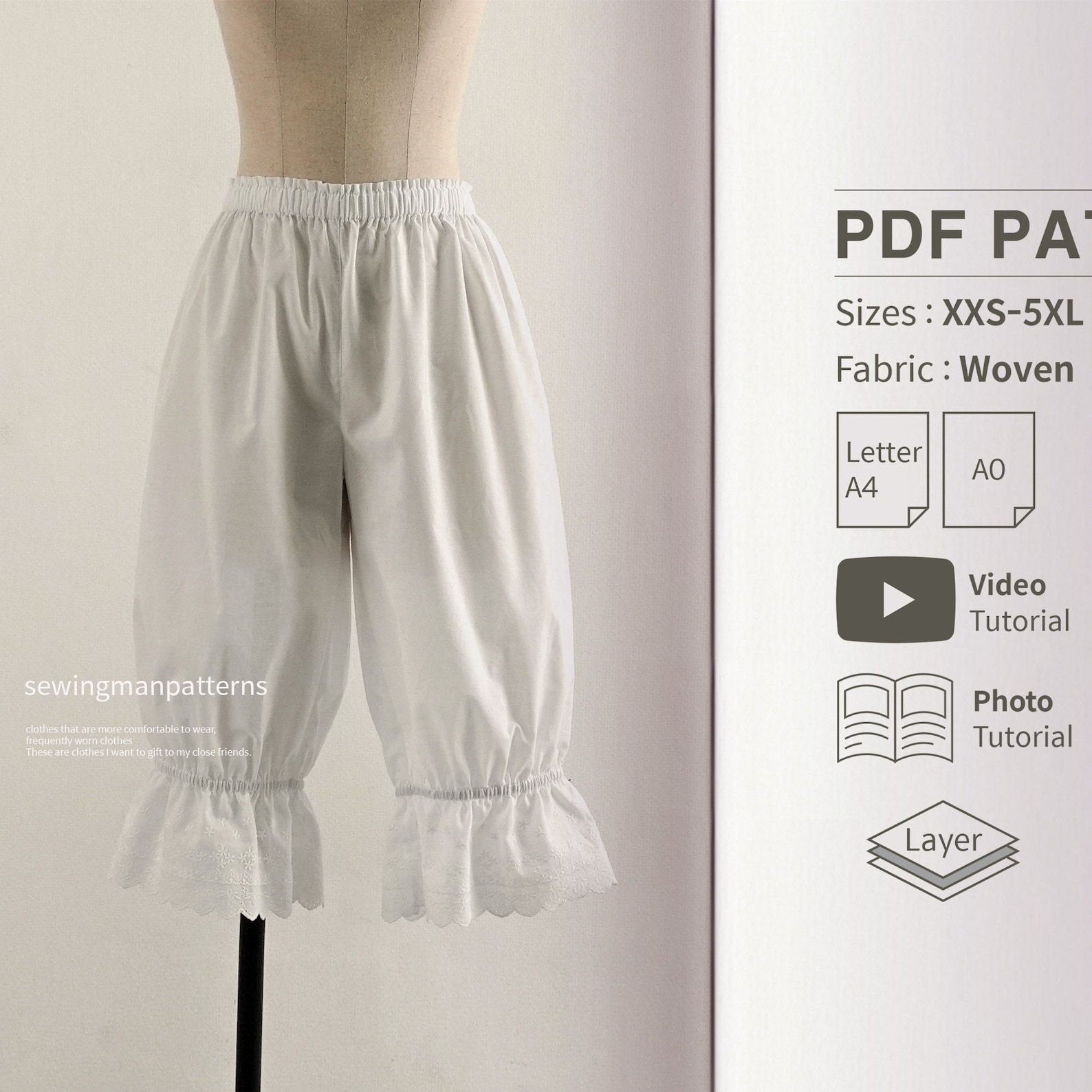 PDF Sewing Pattern for Women's Lace Bloomers Victorian Pettipants ...