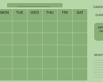 Workout Tracker Printable Calendar Two Sizes Available 8.5x11 - Etsy