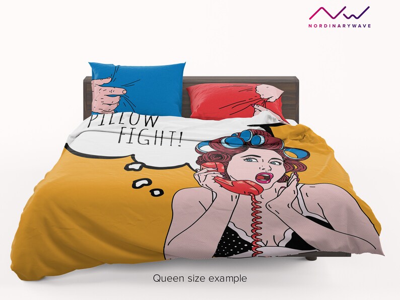 Pillow Fight Bedding Pop Art Duvet Covers Queen Size - Etsy