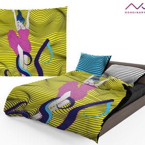 Punk Sea Bed Design, Pop Art Bedding, Colorful Waves Cover Set, Hand ...