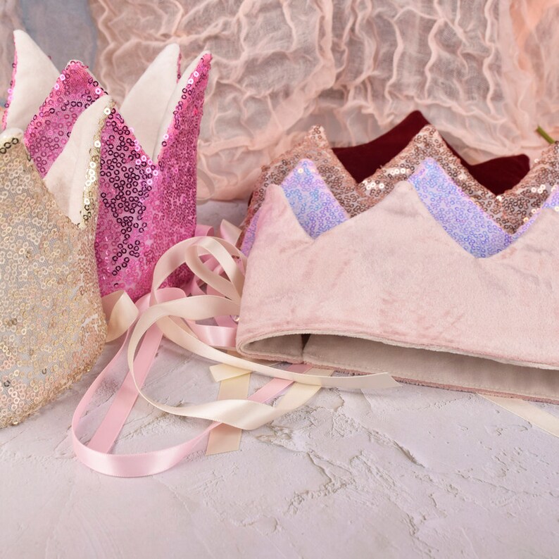 Birthday Crown Velvet Crown Dress Up Princess Crownsequins | Etsy