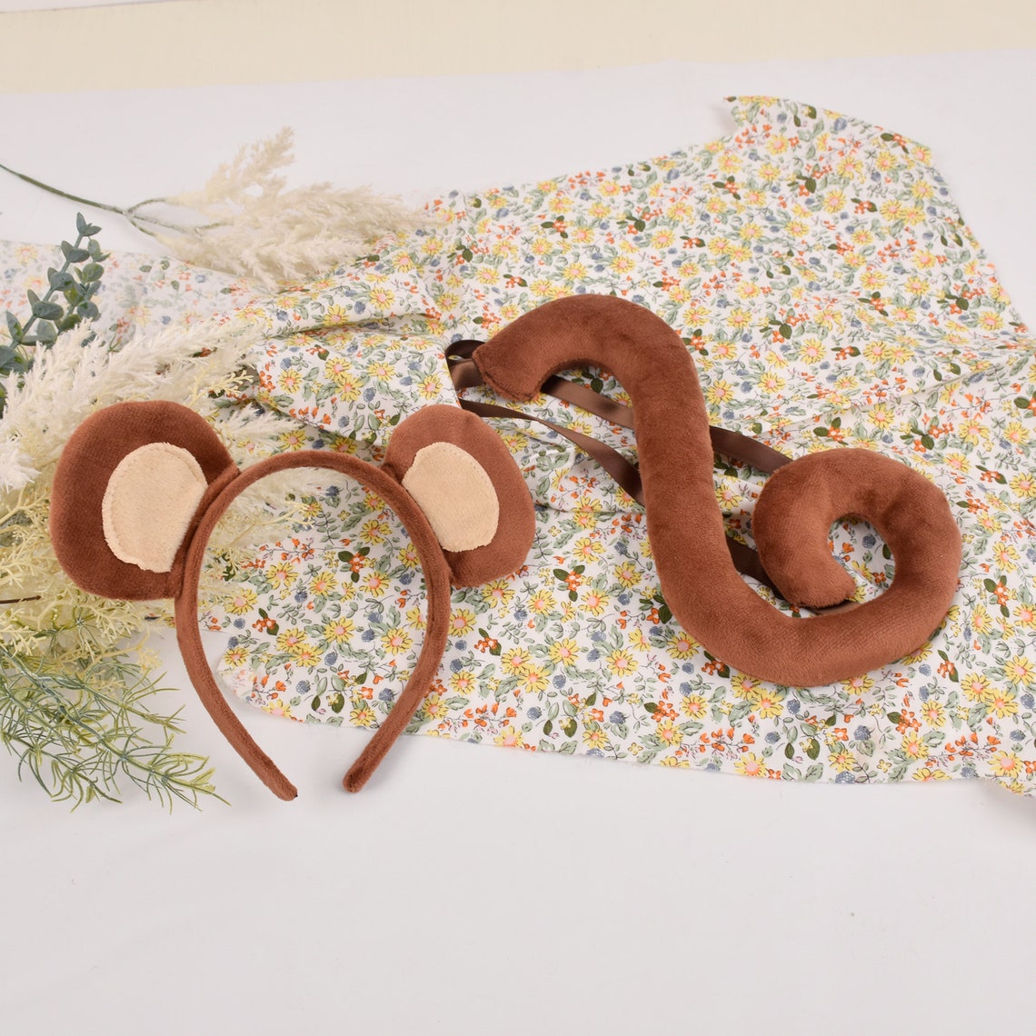 Monkey Ears and Tail Set Jungle Zoo Animal Theme Headband | Etsy
