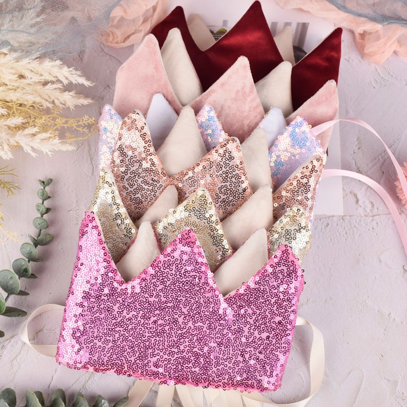 Birthday Crown Velvet Crown Dress Up Princess Crownsequins | Etsy
