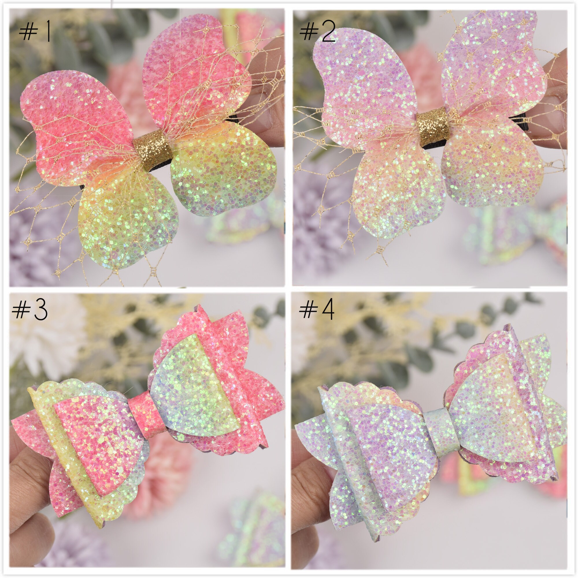 Rainbow Baby Bow Rainbow Glitter Bow Pastel Baby Bow | Etsy