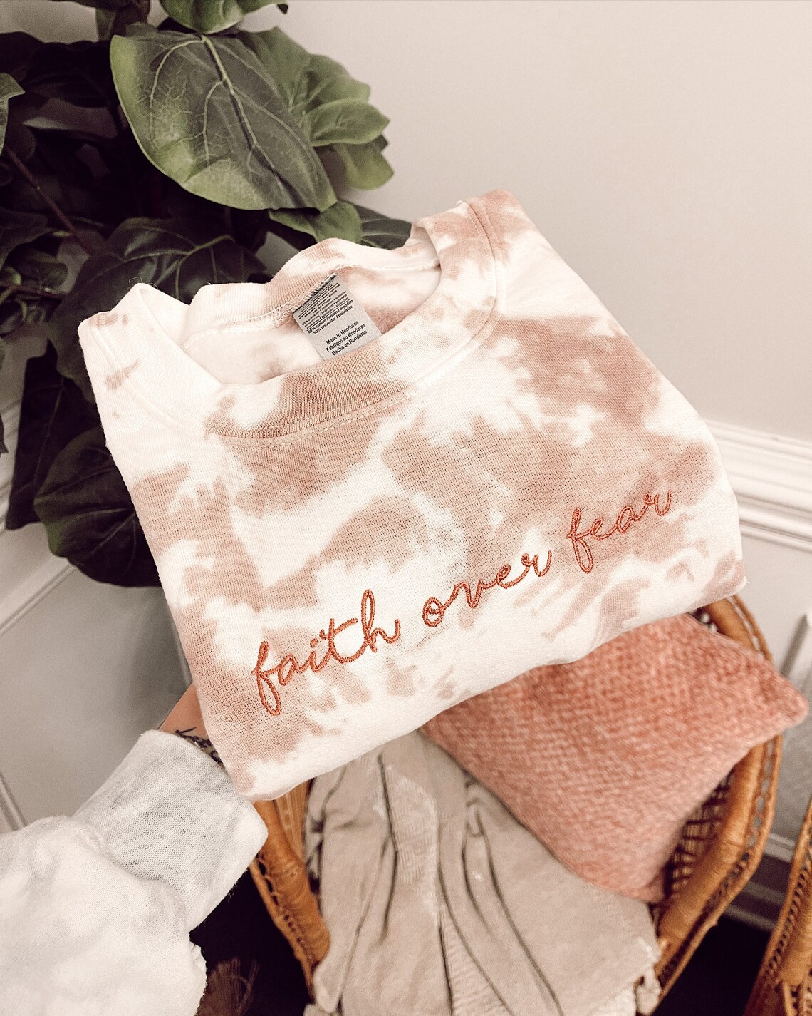 Embroidered Faith Over Fear Tie Dye Sweatshirt Faith Over - Etsy