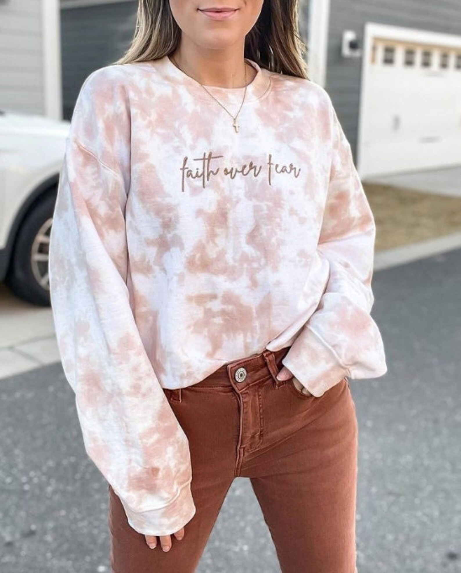 Embroidered Faith Over Fear Tie Dye Sweatshirt Faith Over - Etsy