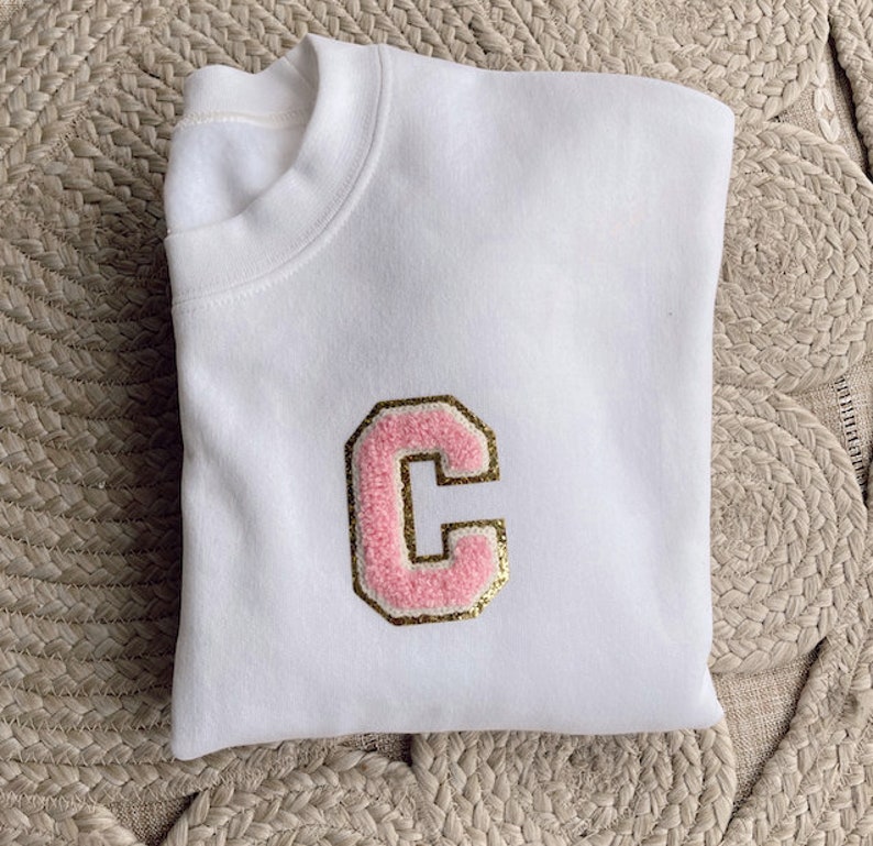 Single Letter Patch Sweatshirt Varsity Letter Patch Crewneck - Etsy