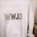 WWJD Block Embroidered Sweatshirt WHITE Faith Apparel Christian ...