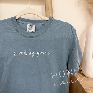 Embroidered Saved by Grace Tee | Embroidery Tshirt | Christian Apparel ...