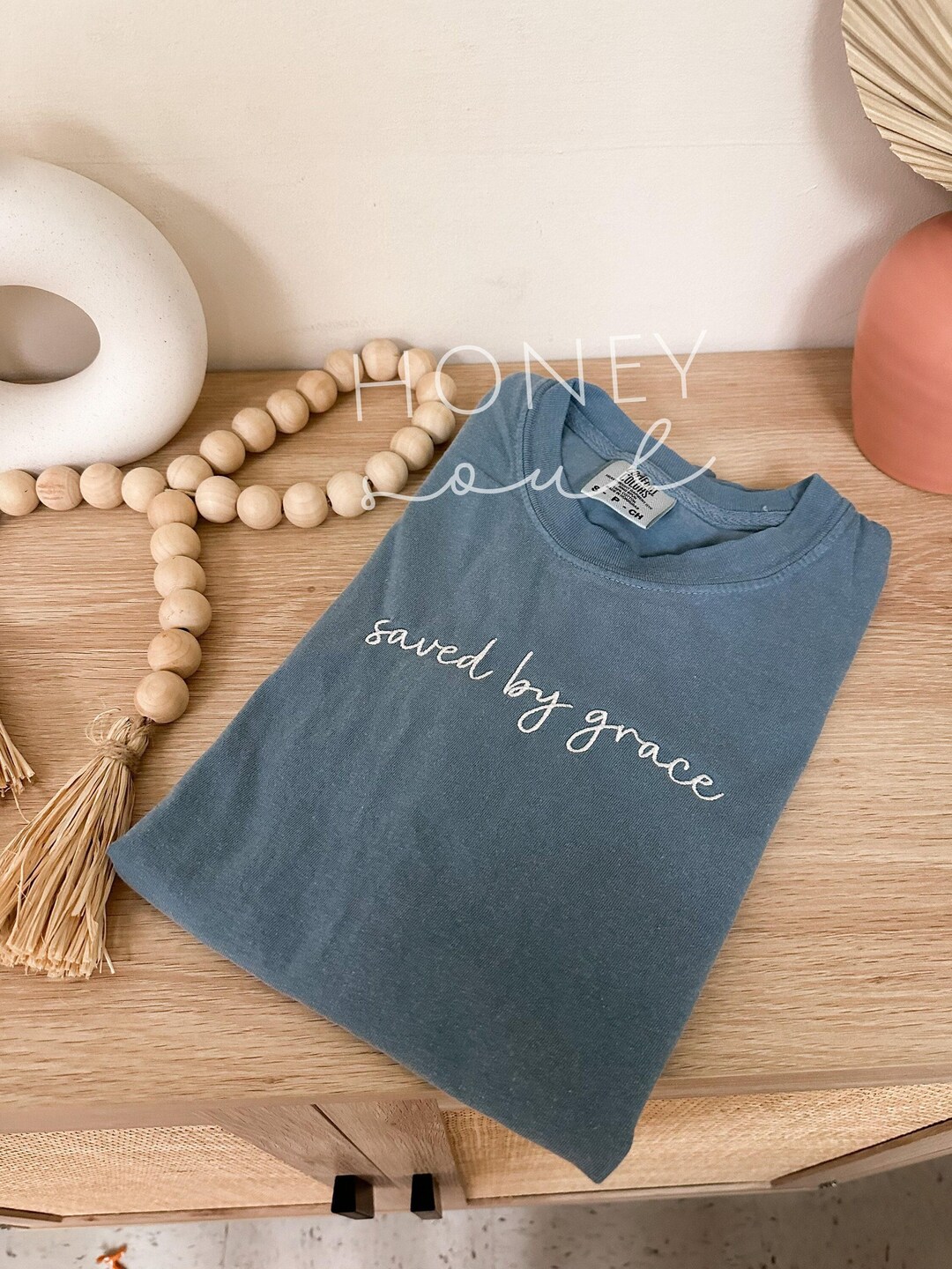Embroidered Saved by Grace Tee | Embroidery Tshirt | Christian Apparel ...