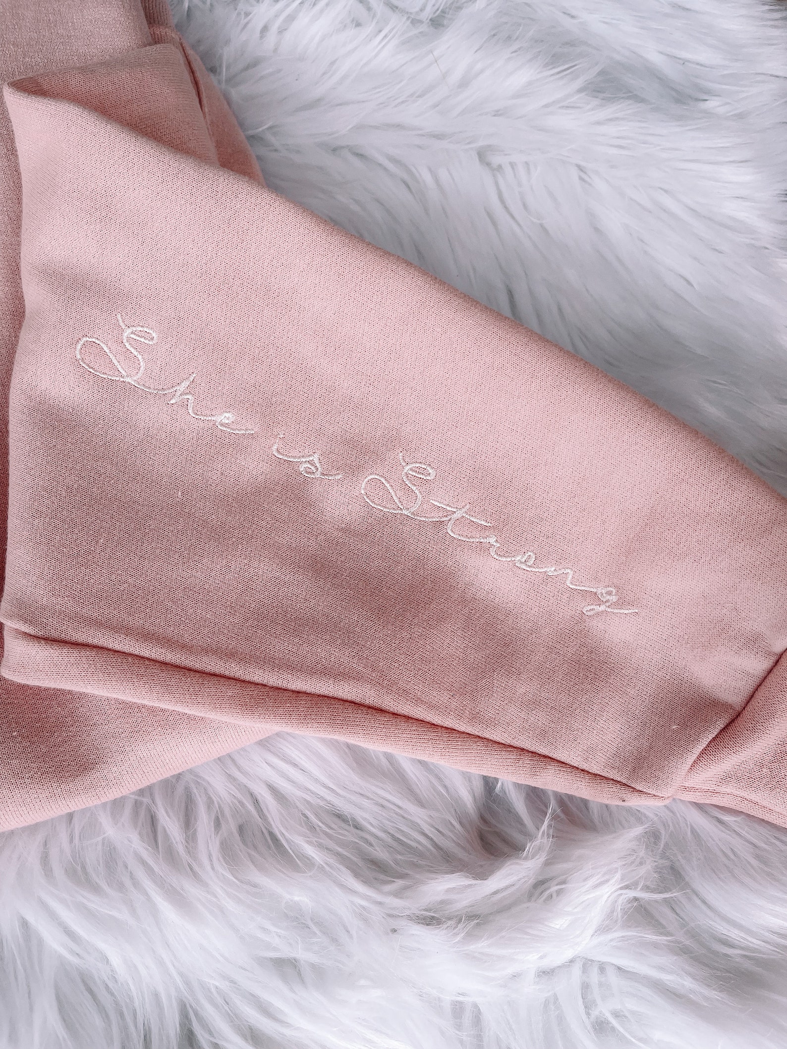 Embroidered She is Strong Sweatshirt Embroidered Sleeve - Etsy