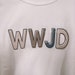 WWJD Block Embroidered Sweatshirt WHITE Faith Apparel Christian ...