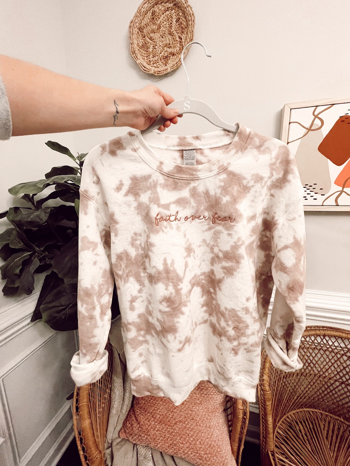 Embroidered Faith Over Fear Tie Dye Sweatshirt Faith Over - Etsy