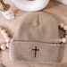 Embroidered Cross Knit Beanie Cross Embroidered Beanie Embroidered Fall ...