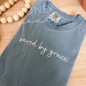 Embroidered Saved by Grace Tee Embroidery Tshirt Christian Apparel ...