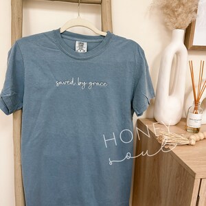 Embroidered Saved by Grace Tee Embroidery Tshirt Christian Apparel ...