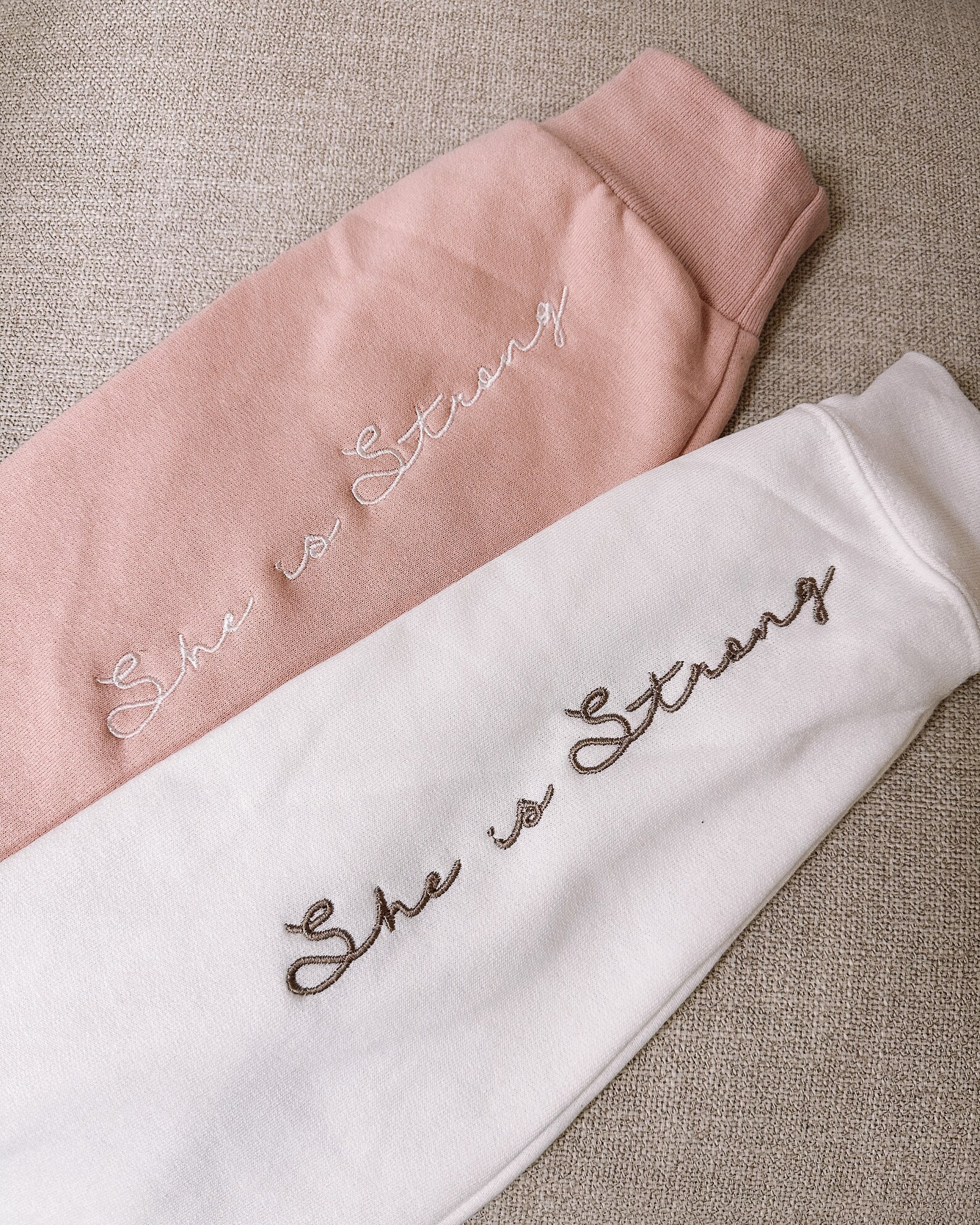 Embroidered She is Strong Sweatshirt Embroidered Sleeve - Etsy