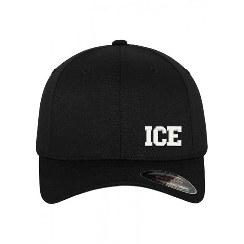 ICE Text Embroidered Flexfit Baseball Cap Hat Black Flex Fit | Etsy