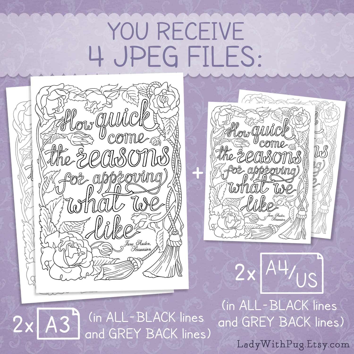 Persuasion Book Quote / Printable Colouring Page / Adult - Etsy