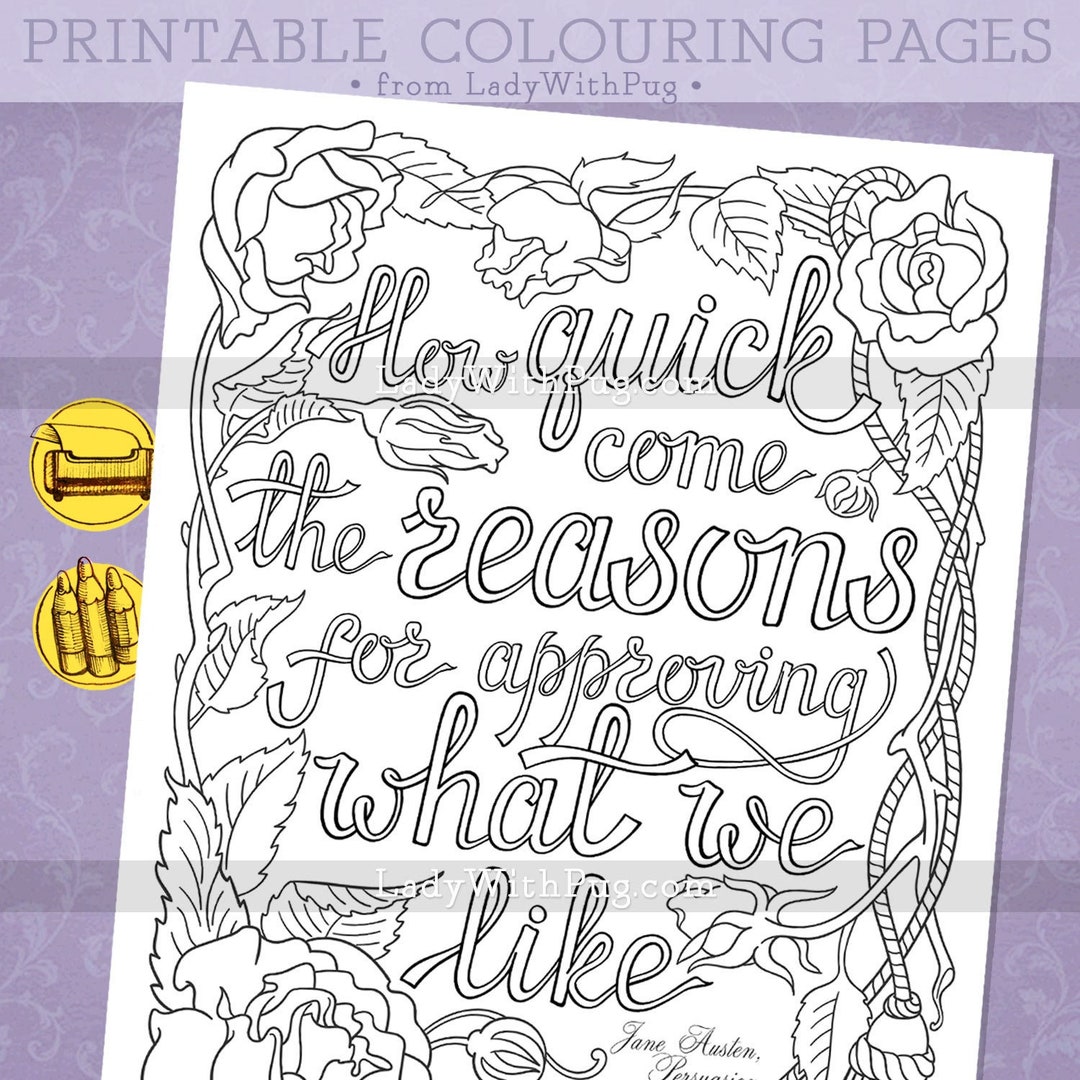 Persuasion Book Quote / Printable Colouring Page / Adult - Etsy