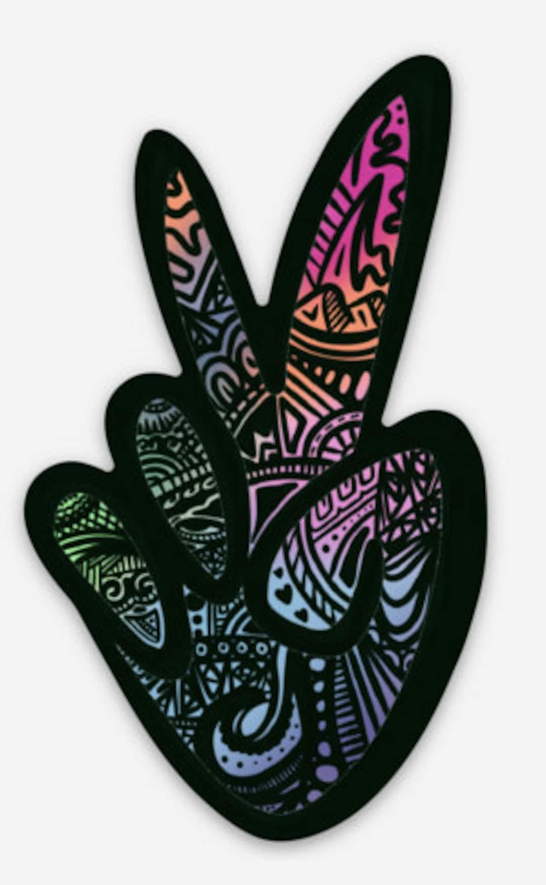 Peace Sign Sticker/peace Hand Sticker/graphic Sticker/colorful Sticker ...