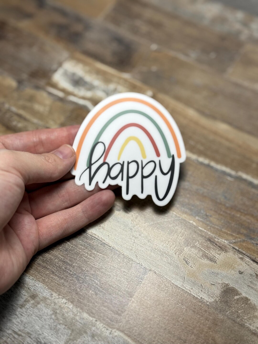Happy Sticker/rainbow Sticker/happy/ Sticker/ Waterproof Sticker - Etsy